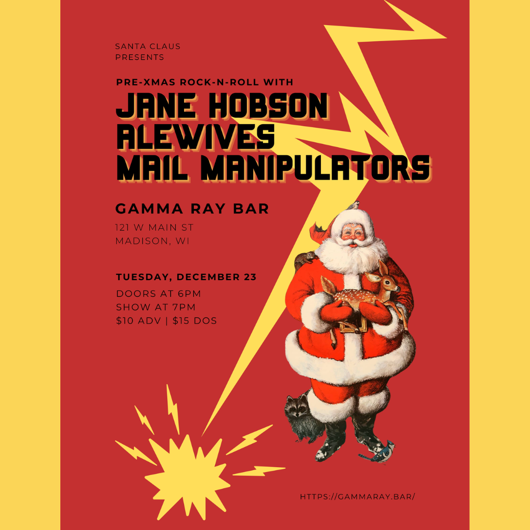 Pre-Xmas Rock N’ Roll with Jane Hobson // Alewives // Mail Manipulators ...